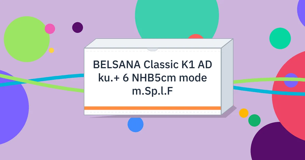 Symbolbild: Packung mit der Aufschrift BELSANA Classic K1 AD ku.+ 6 NHB5cm mode m.Sp.l.F (PZN 19257411) – Verfügbarkeit und Bezug in Apotheken in Frankfurt am Main