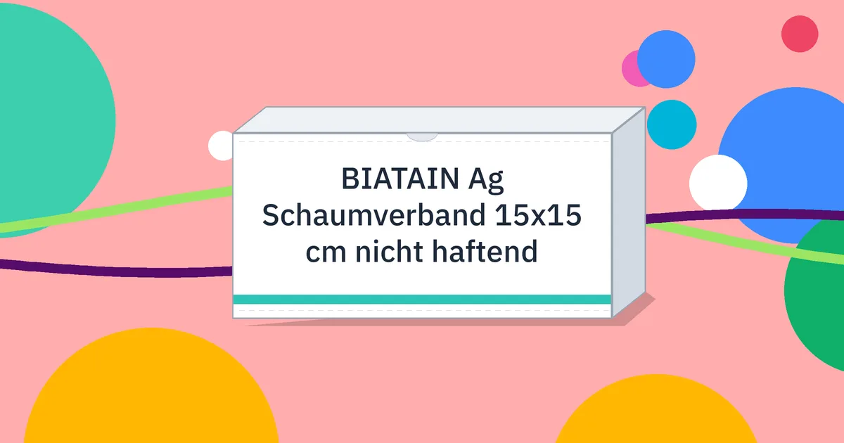 Symbolbild: Packung mit der Aufschrift BIATAIN Ag Schaumverband 15x15 cm nicht haftend (PZN 11116935) – Verfügbarkeit und Bezug in Apotheken in Frankfurt am Main