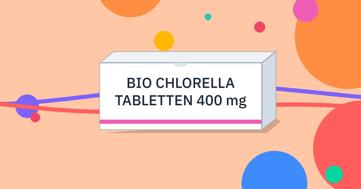 Symbolbild: Packung mit der Aufschrift BIO CHLORELLA TABLETTEN 400 mg (PZN 08483110) – Verfügbarkeit und Bezug in Apotheken in Frankfurt am Main