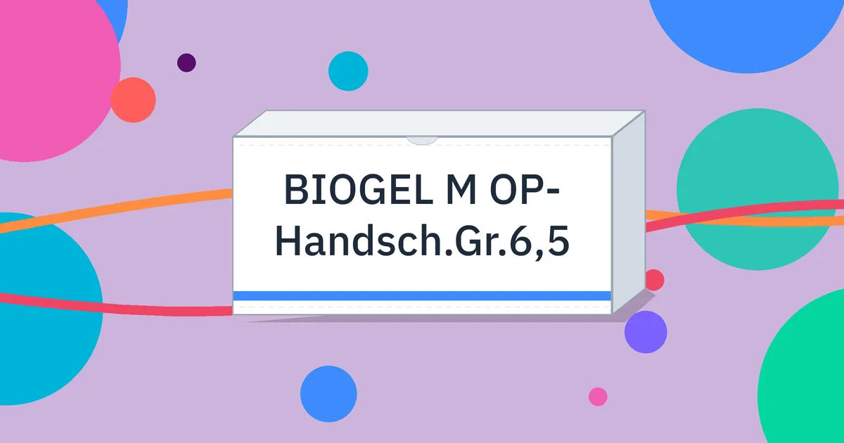 Symbolbild: Packung mit der Aufschrift BIOGEL M OP-Handsch.Gr.6,5 (PZN 03987395) – Verfügbarkeit und Bezug in Apotheken in Frankfurt am Main