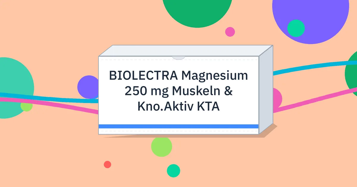 Symbolbild: Packung mit der Aufschrift BIOLECTRA Magnesium 250 mg Muskeln & Kno.Aktiv KTA (PZN 19145161) – Verfügbarkeit und Bezug in Apotheken in Frankfurt am Main