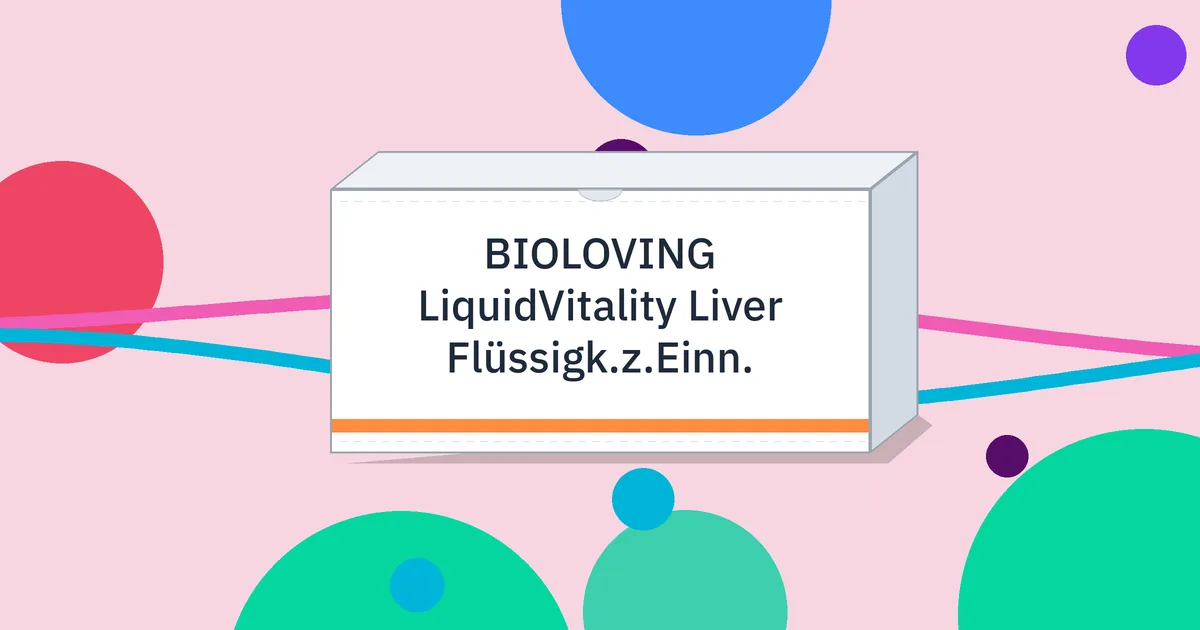 Symbolbild: Packung mit der Aufschrift BIOLOVING LiquidVitality Liver Flüssigk.z.Einn. (PZN 19341028) – Verfügbarkeit und Bezug in Apotheken in Frankfurt am Main