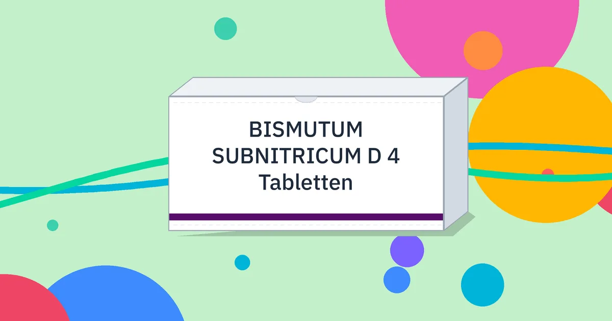 Symbolbild: Packung mit der Aufschrift BISMUTUM SUBNITRICUM D 4 Tabletten (PZN 02125993) – Verfügbarkeit und Bezug in Apotheken in Frankfurt am Main