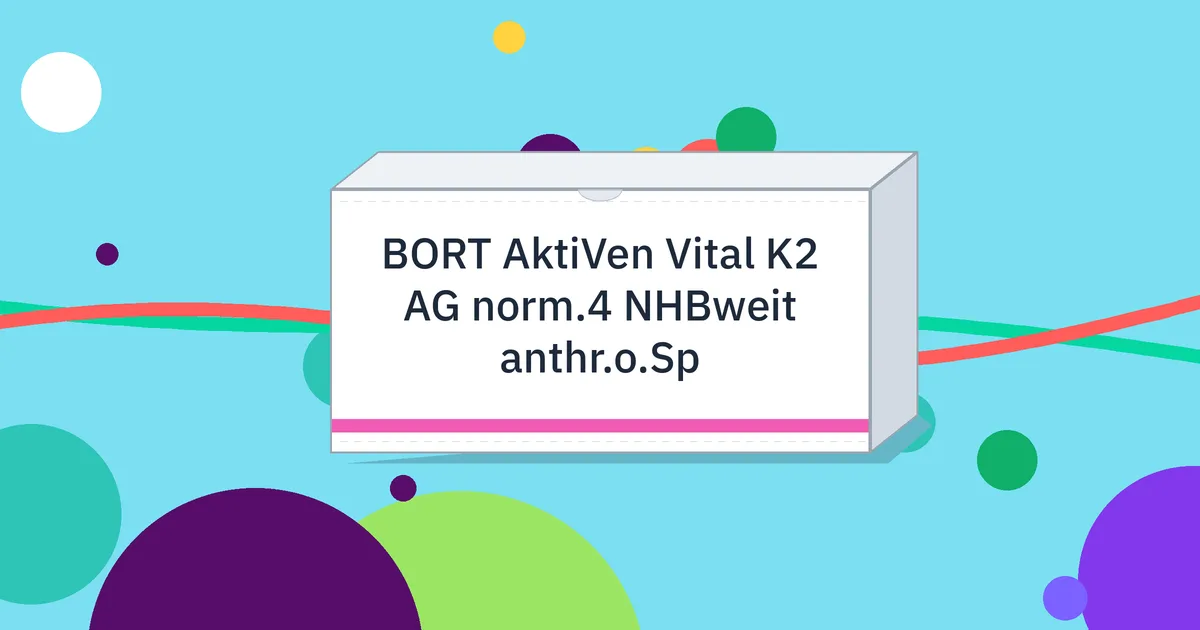 Symbolbild: Packung mit der Aufschrift BORT AktiVen Vital K2 AG norm.4 NHBweit anthr.o.Sp (PZN 13734324) – Verfügbarkeit und Bezug in Apotheken in Frankfurt am Main