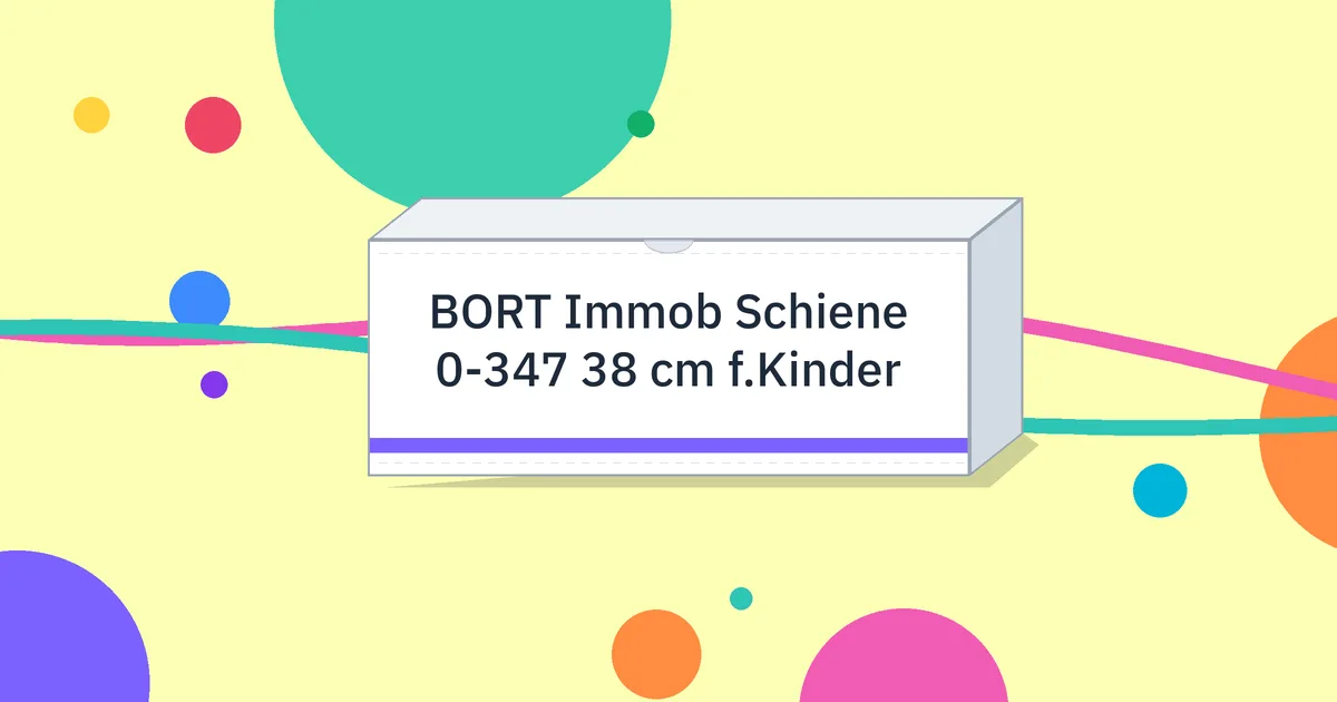 Symbolbild: Packung mit der Aufschrift BORT Immob Schiene 0-347 38 cm f.Kinder (PZN 06085121) – Verfügbarkeit und Bezug in Apotheken in Frankfurt am Main