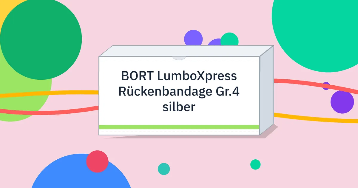 Symbolbild: Packung mit der Aufschrift BORT LumboXpress Rückenbandage Gr.4 silber (PZN 12574002) – Verfügbarkeit und Bezug in Apotheken in Frankfurt am Main