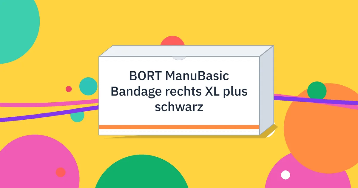 Symbolbild: Packung mit der Aufschrift BORT ManuBasic Bandage rechts XL plus schwarz (PZN 16317839) – Verfügbarkeit und Bezug in Apotheken in Frankfurt am Main
