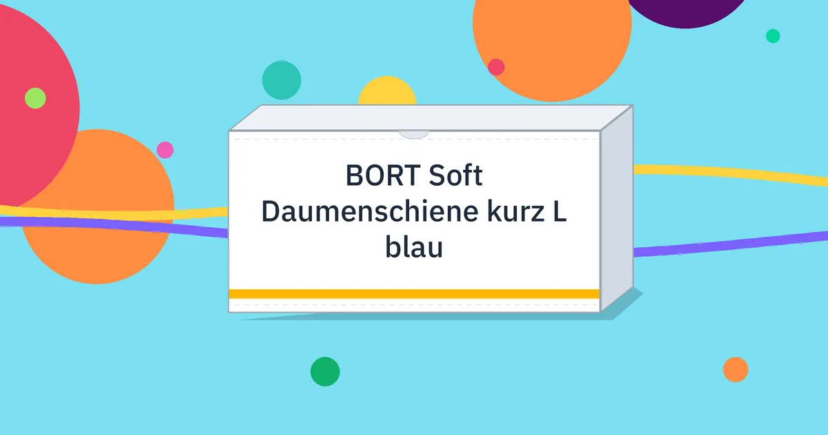 Symbolbild: Packung mit der Aufschrift BORT Soft Daumenschiene kurz L blau (PZN 01256693) – Verfügbarkeit und Bezug in Apotheken in Frankfurt am Main