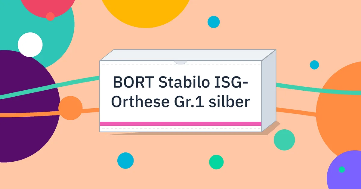 Symbolbild: Packung mit der Aufschrift BORT Stabilo ISG-Orthese Gr.1 silber (PZN 09443325) – Verfügbarkeit und Bezug in Apotheken in Frankfurt am Main