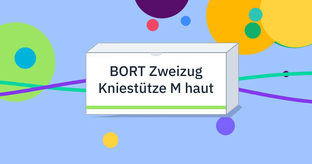 Symbolbild: Packung mit der Aufschrift BORT Zweizug Kniestütze M haut (PZN 02546720) – Verfügbarkeit und Bezug in Apotheken in Frankfurt am Main
