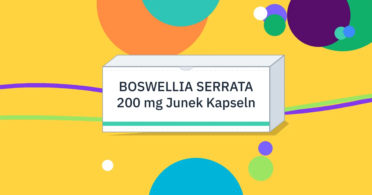 Symbolbild: Packung mit der Aufschrift BOSWELLIA SERRATA 200 mg Junek Kapseln (PZN 00131736) – Verfügbarkeit und Bezug in Apotheken in Frankfurt am Main
