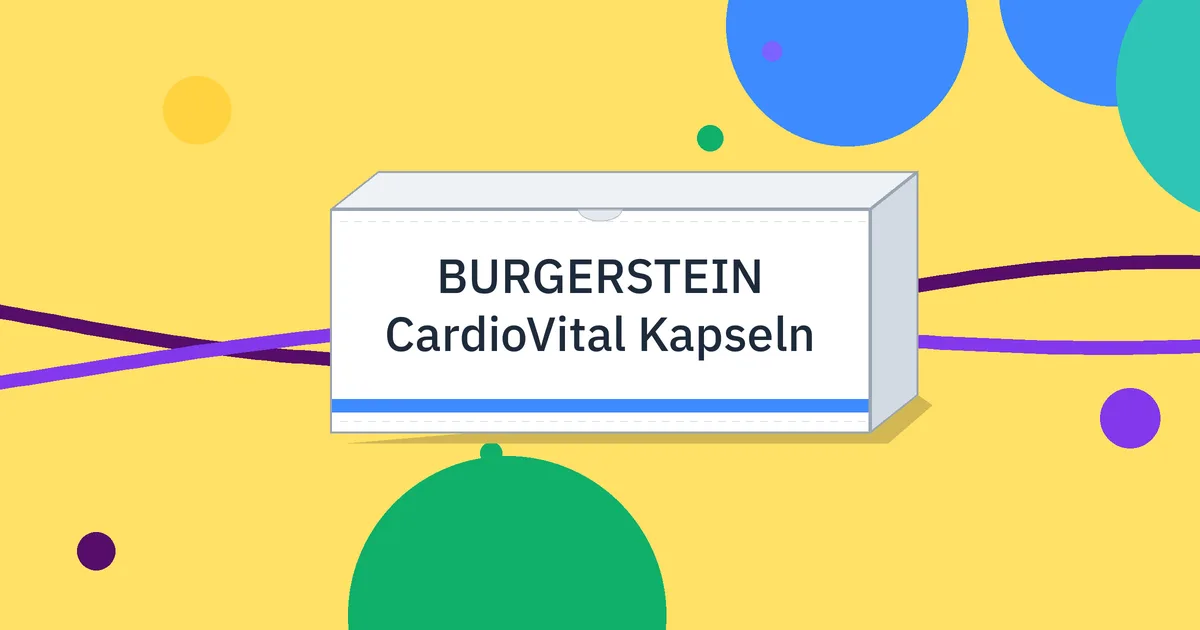 Symbolbild: Packung mit der Aufschrift BURGERSTEIN CardioVital Kapseln (PZN 20541867) – Verfügbarkeit und Bezug in Apotheken in Frankfurt am Main