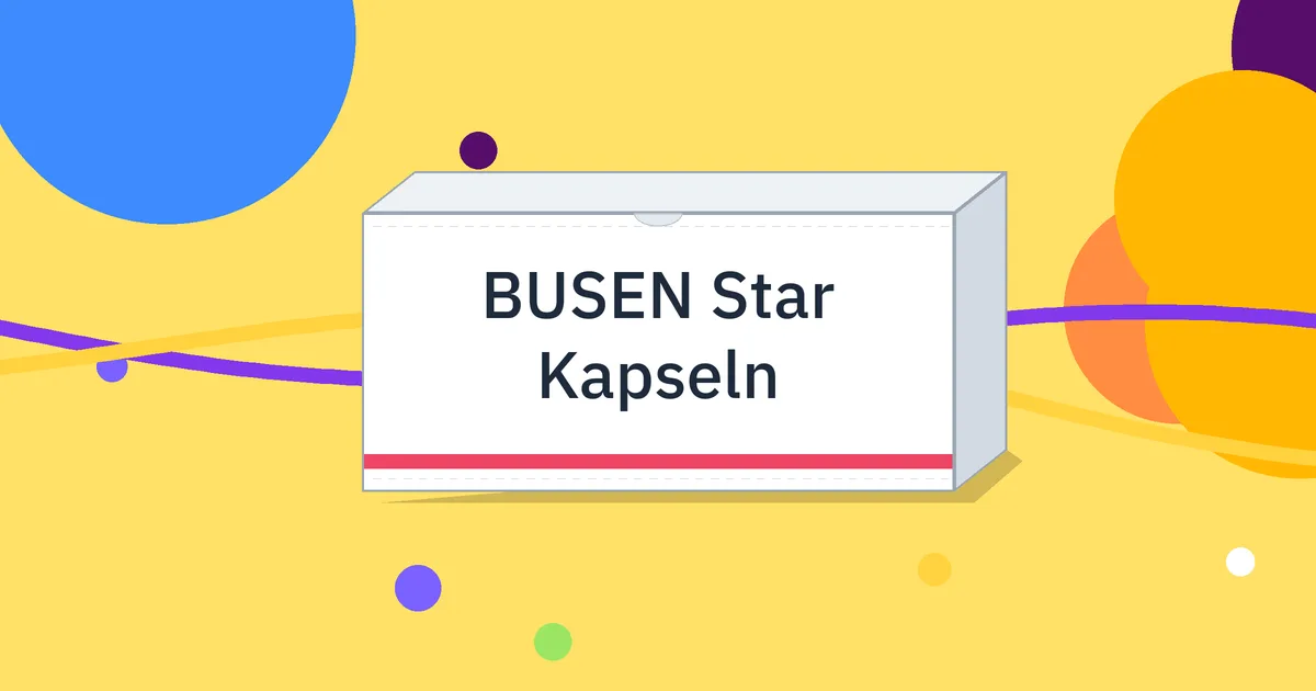 Symbolbild: Packung mit der Aufschrift BUSEN Star Kapseln (PZN 09094801) – Verfügbarkeit und Bezug in Apotheken in Frankfurt am Main