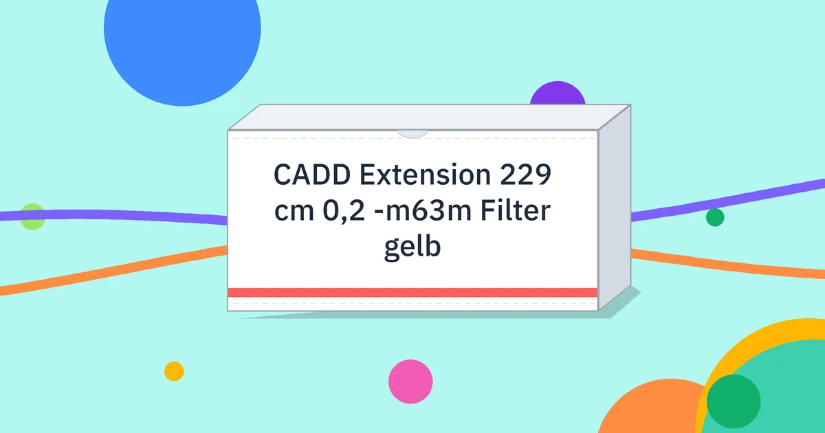 Symbolbild: Packung mit der Aufschrift CADD Extension 229 cm 0,2 -m63m Filter gelb (PZN 11479419) – Verfügbarkeit und Bezug in Apotheken in Frankfurt am Main