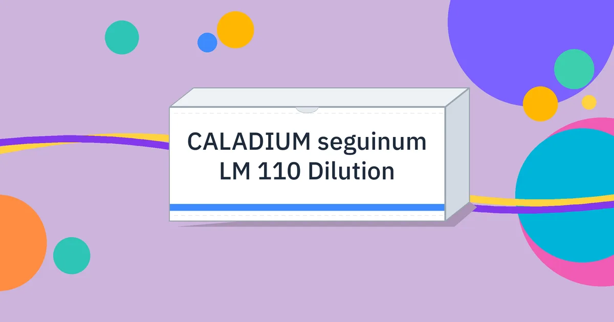 Symbolbild: Packung mit der Aufschrift CALADIUM seguinum LM 110 Dilution (PZN 13404408) – Verfügbarkeit und Bezug in Apotheken in Frankfurt am Main