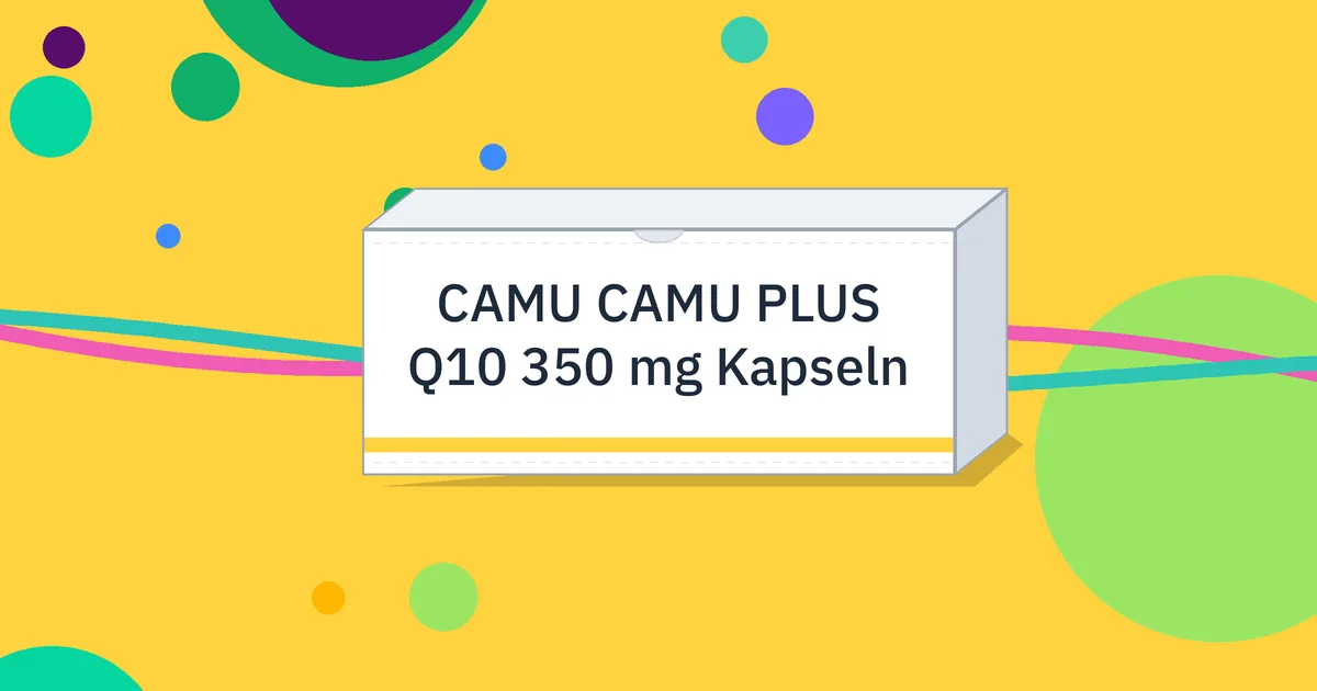 Symbolbild: Packung mit der Aufschrift CAMU CAMU PLUS Q10 350 mg Kapseln (PZN 09462765) – Verfügbarkeit und Bezug in Apotheken in Frankfurt am Main