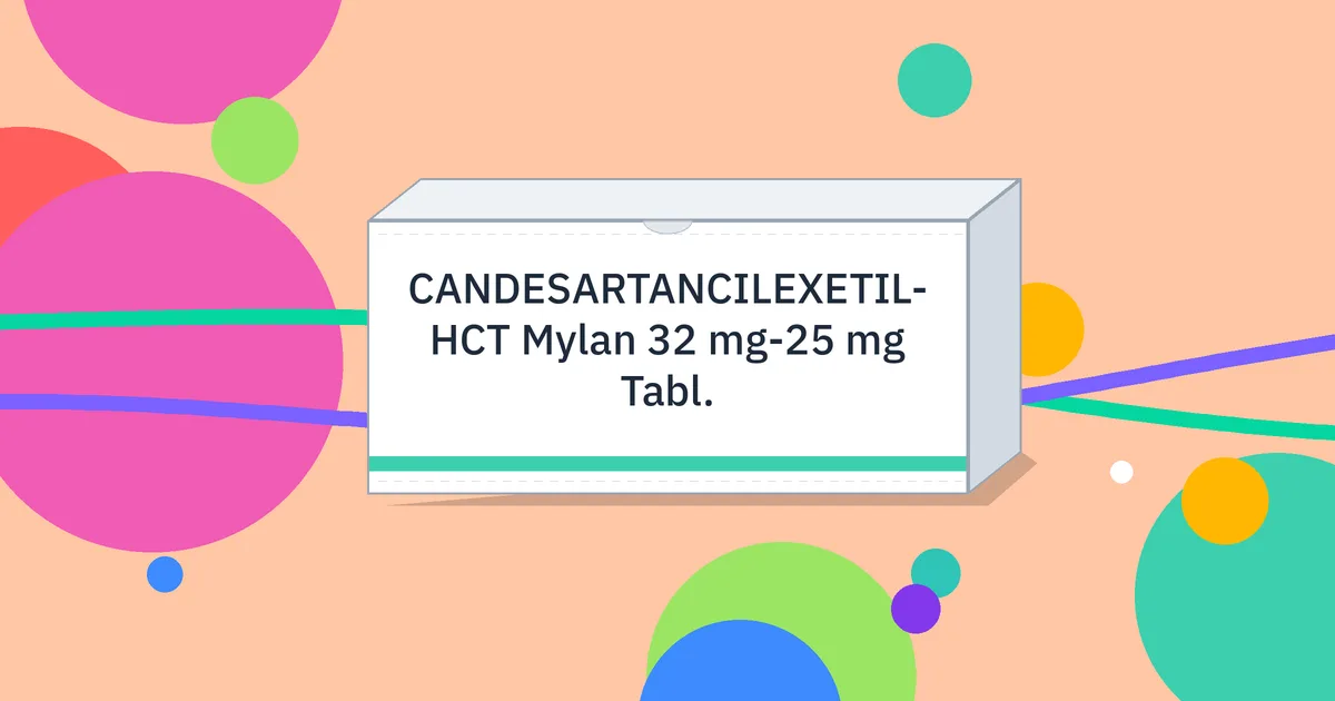 Symbolbild: Packung mit der Aufschrift CANDESARTANCILEXETIL-HCT Mylan 32 mg-25 mg Tabl. (PZN 10787490) – Verfügbarkeit und Bezug in Apotheken in Frankfurt am Main