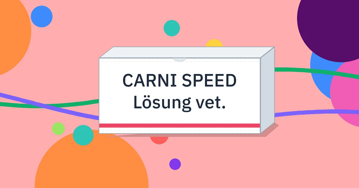 Symbolbild: Packung mit der Aufschrift CARNI SPEED Lösung vet. (PZN 01044353) – Verfügbarkeit und Bezug in Apotheken in Frankfurt am Main