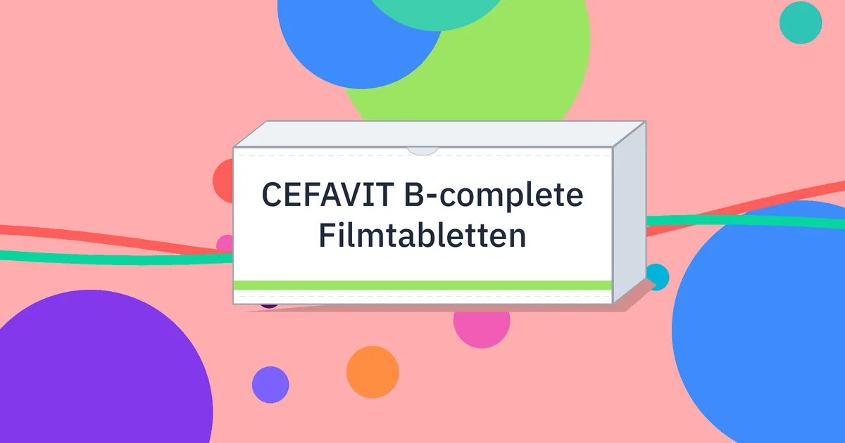 Symbolbild: Packung mit der Aufschrift CEFAVIT B-complete Filmtabletten (PZN 15298548) – Verfügbarkeit und Bezug in Apotheken in Frankfurt am Main