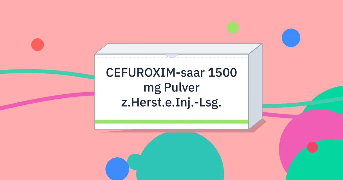 Symbolbild: Packung mit der Aufschrift CEFUROXIM-saar 1500 mg Pulver z.Herst.e.Inj.-Lsg. (PZN 03208451) – Verfügbarkeit und Bezug in Apotheken in Frankfurt am Main