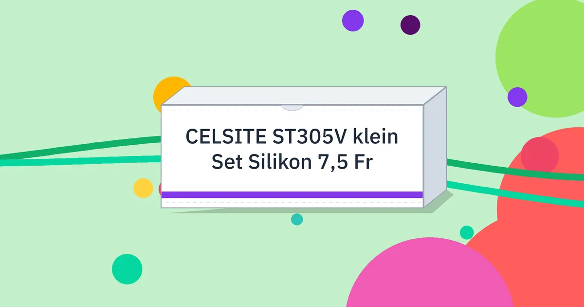 Symbolbild: Packung mit der Aufschrift CELSITE ST305V klein Set Silikon 7,5 Fr (PZN 09431902) – Verfügbarkeit und Bezug in Apotheken in Frankfurt am Main