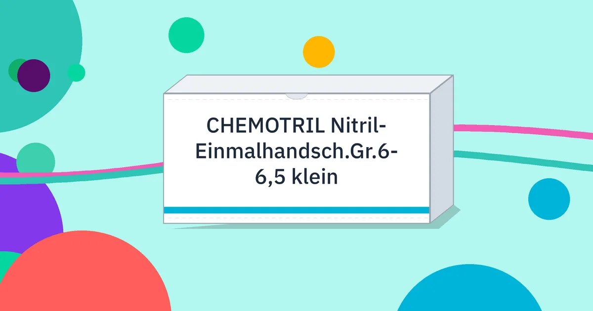 Symbolbild: Packung mit der Aufschrift CHEMOTRIL Nitril-Einmalhandsch.Gr.6-6,5 klein (PZN 10535765) – Verfügbarkeit und Bezug in Apotheken in Frankfurt am Main