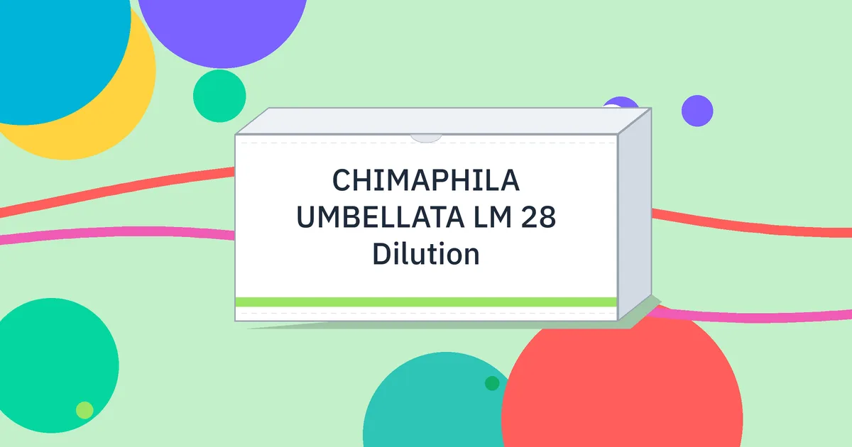 Symbolbild: Packung mit der Aufschrift CHIMAPHILA UMBELLATA LM 28 Dilution (PZN 12813547) – Verfügbarkeit und Bezug in Apotheken in Frankfurt am Main