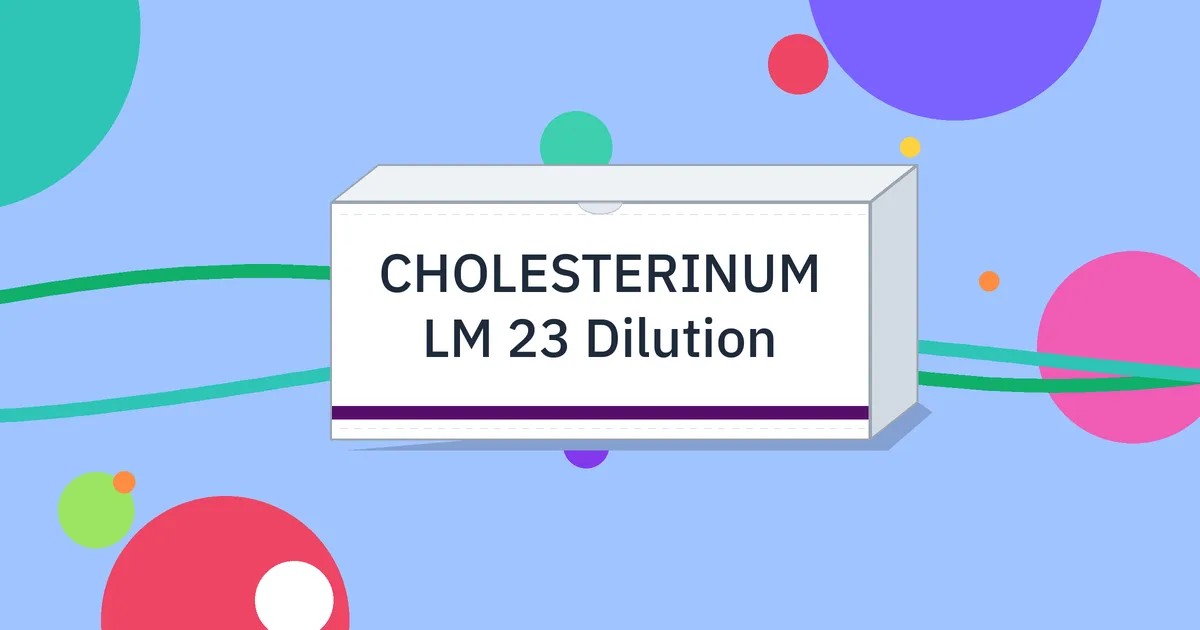 Symbolbild: Packung mit der Aufschrift CHOLESTERINUM LM 23 Dilution (PZN 12817462) – Verfügbarkeit und Bezug in Apotheken in Frankfurt am Main
