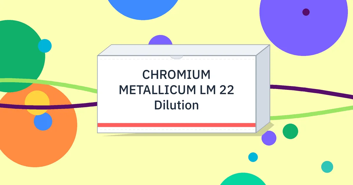 Symbolbild: Packung mit der Aufschrift CHROMIUM METALLICUM LM 22 Dilution (PZN 12817918) – Verfügbarkeit und Bezug in Apotheken in Frankfurt am Main