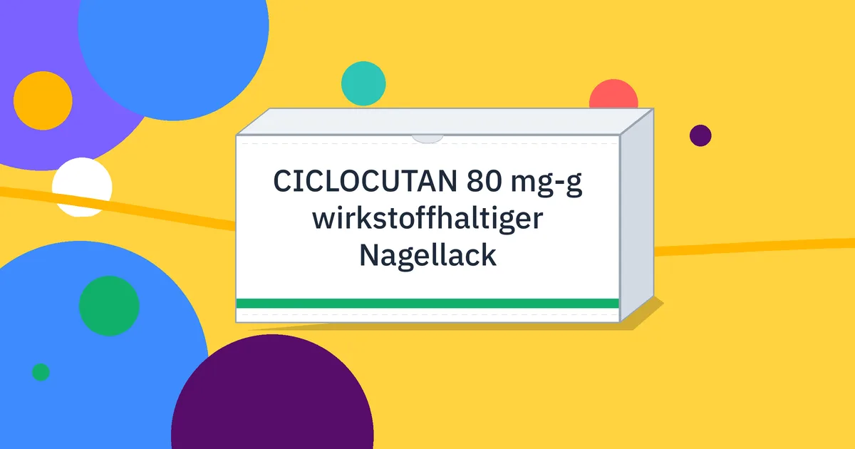 Symbolbild: Packung mit der Aufschrift CICLOCUTAN 80 mg-g wirkstoffhaltiger Nagellack (PZN 09758276) – Verfügbarkeit und Bezug in Apotheken in Frankfurt am Main