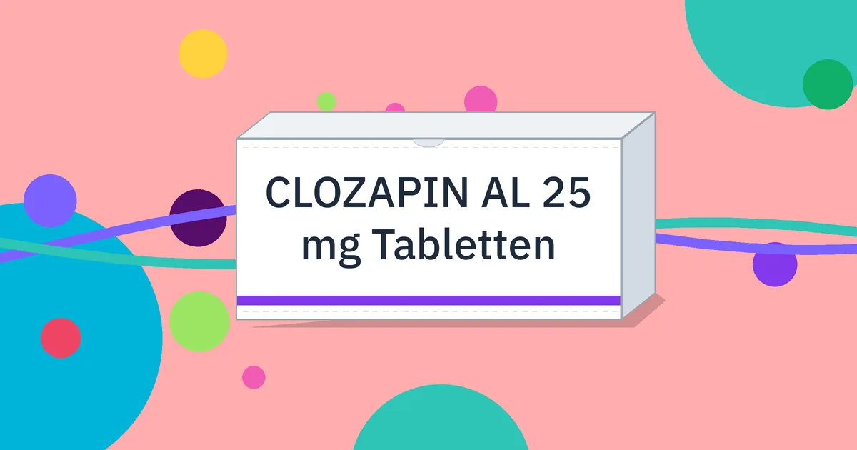 Symbolbild: Packung mit der Aufschrift CLOZAPIN AL 25 mg Tabletten (PZN 18239606) – Verfügbarkeit und Bezug in Apotheken in Frankfurt am Main
