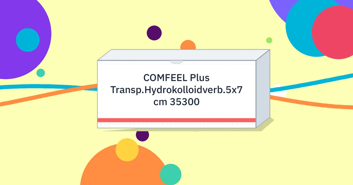 Symbolbild: Packung mit der Aufschrift COMFEEL Plus Transp.Hydrokolloidverb.5x7 cm 35300 (PZN 19348527) – Verfügbarkeit und Bezug in Apotheken in Frankfurt am Main