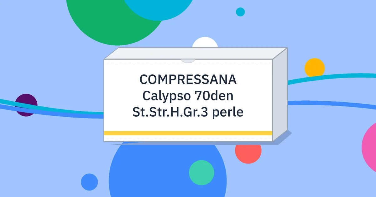 Symbolbild: Packung mit der Aufschrift COMPRESSANA Calypso 70den St.Str.H.Gr.3 perle (PZN 07718723) – Verfügbarkeit und Bezug in Apotheken in Frankfurt am Main