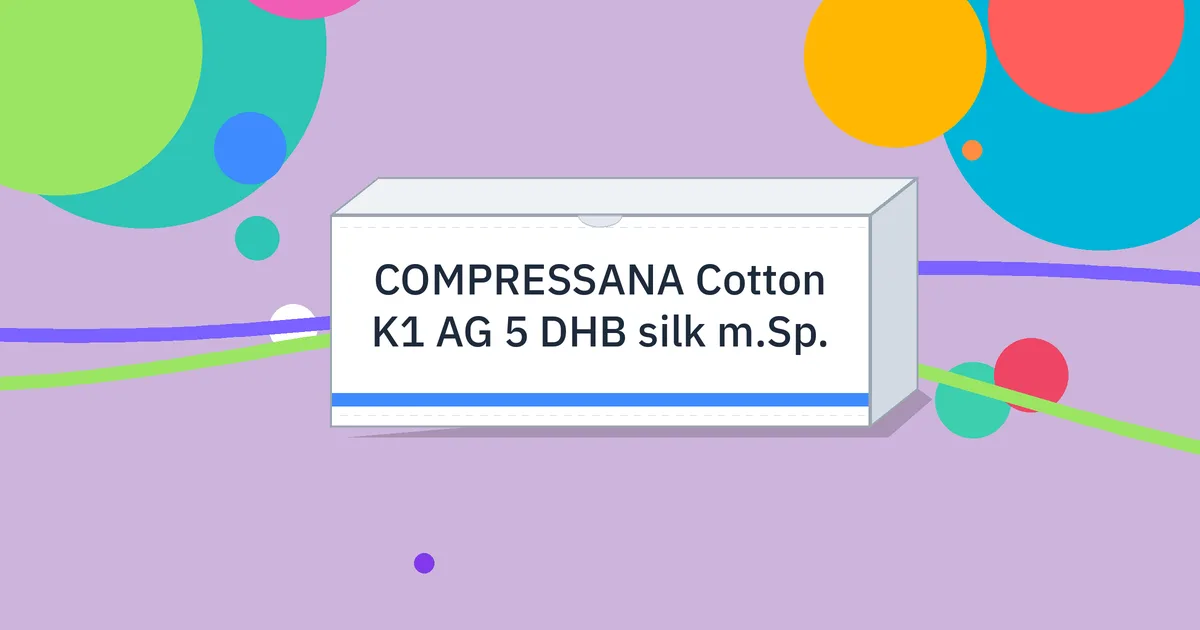 Symbolbild: Packung mit der Aufschrift COMPRESSANA Cotton K1 AG 5 DHB silk m.Sp. (PZN 11393563) – Verfügbarkeit und Bezug in Apotheken in Frankfurt am Main