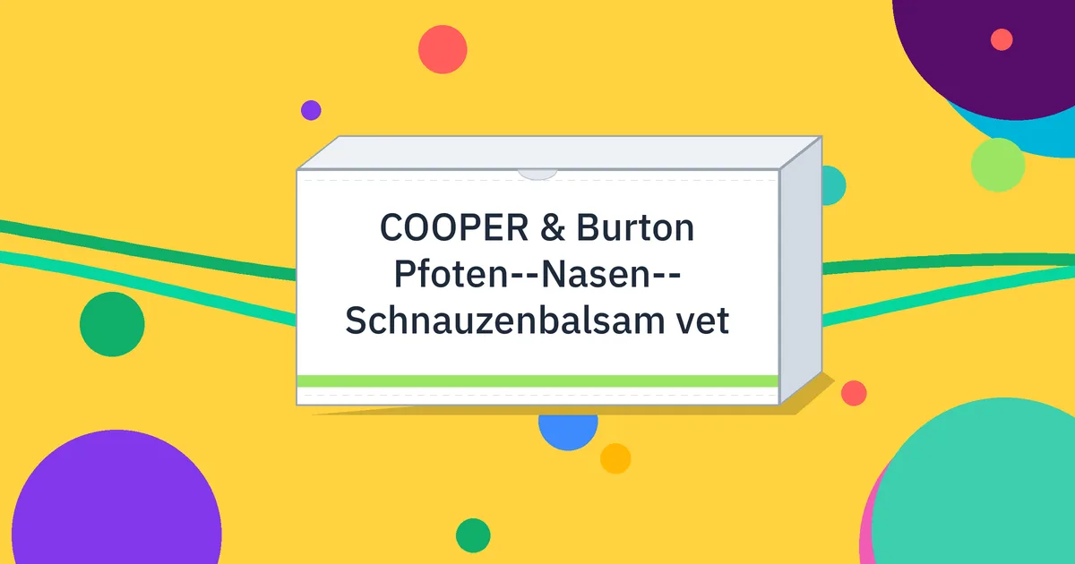 Symbolbild: Packung mit der Aufschrift COOPER & Burton Pfoten--Nasen--Schnauzenbalsam vet (PZN 20319092) – Verfügbarkeit und Bezug in Apotheken in Frankfurt am Main