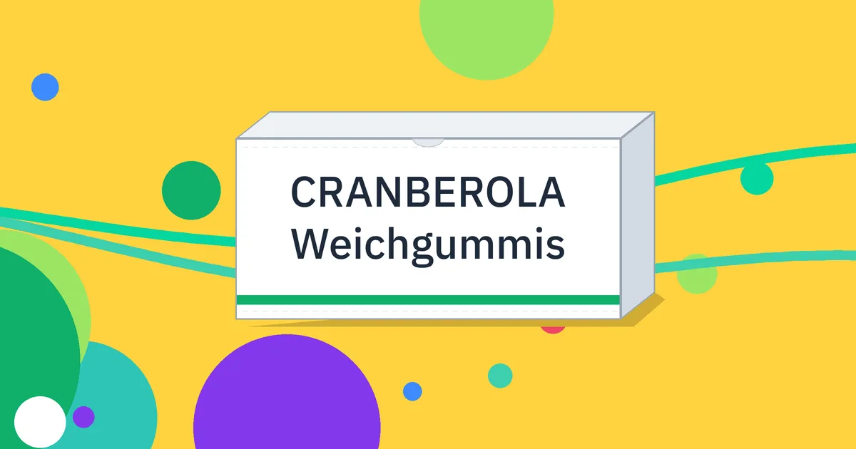 Symbolbild: Packung mit der Aufschrift CRANBEROLA Weichgummis (PZN 19290710) – Verfügbarkeit und Bezug in Apotheken in Frankfurt am Main