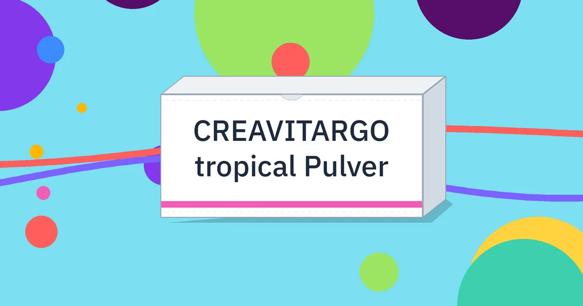 Symbolbild: Packung mit der Aufschrift CREAVITARGO tropical Pulver (PZN 06949998) – Verfügbarkeit und Bezug in Apotheken in Frankfurt am Main