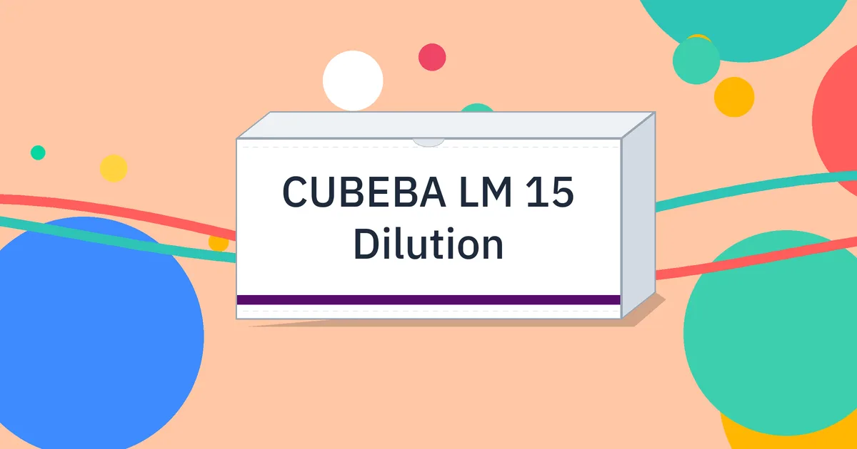 Symbolbild: Packung mit der Aufschrift CUBEBA LM 15 Dilution (PZN 13456807) – Verfügbarkeit und Bezug in Apotheken in Frankfurt am Main