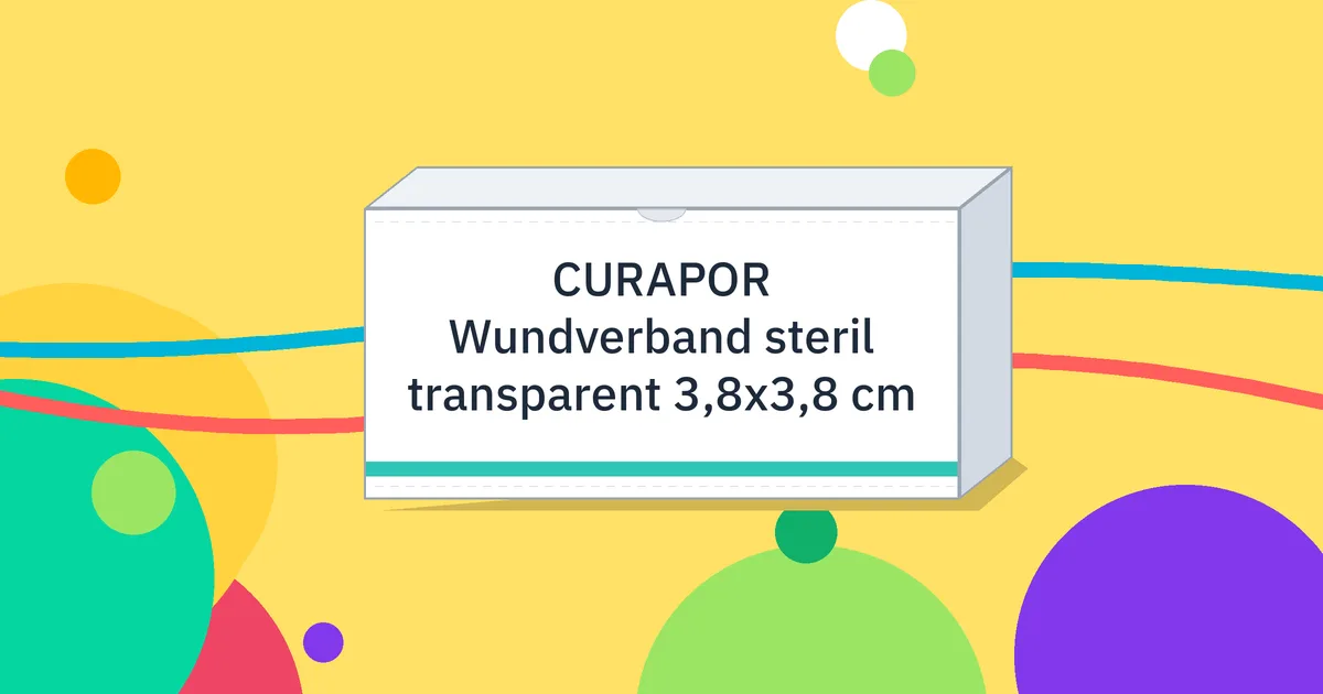 Symbolbild: Packung mit der Aufschrift CURAPOR Wundverband steril transparent 3,8x3,8 cm (PZN 17977414) – Verfügbarkeit und Bezug in Apotheken in Frankfurt am Main