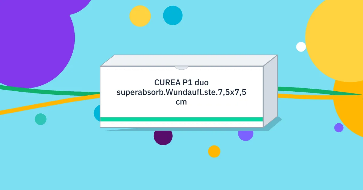 Symbolbild: Packung mit der Aufschrift CUREA P1 duo superabsorb.Wundaufl.ste.7,5x7,5 cm (PZN 16005330) – Verfügbarkeit und Bezug in Apotheken in Frankfurt am Main