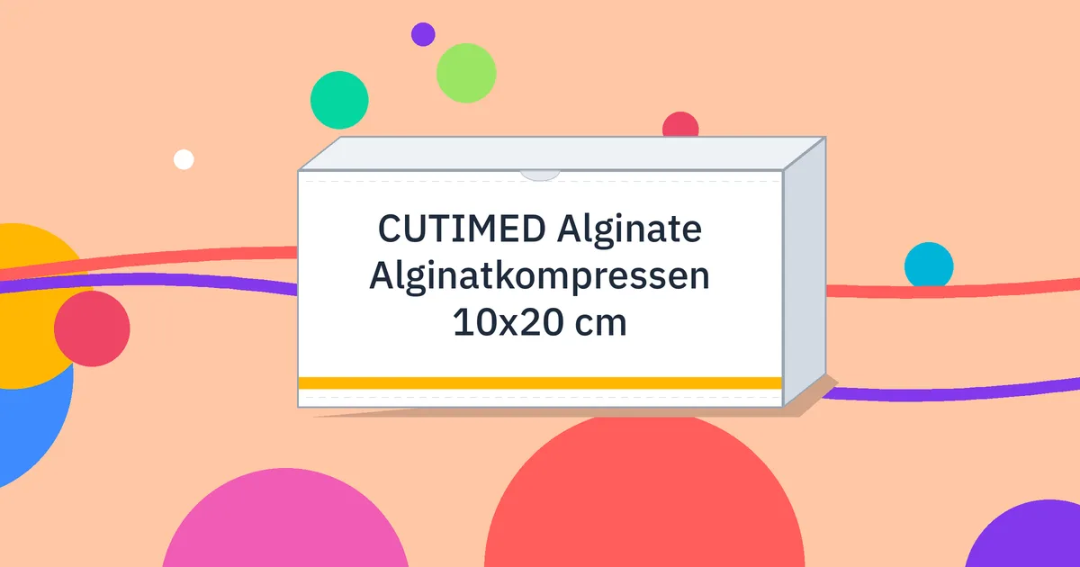 Symbolbild: Packung mit der Aufschrift CUTIMED Alginate Alginatkompressen 10x20 cm (PZN 16828014) – Verfügbarkeit und Bezug in Apotheken in Frankfurt am Main
