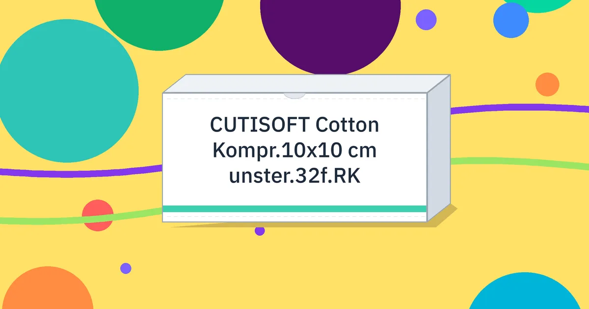 Symbolbild: Packung mit der Aufschrift CUTISOFT Cotton Kompr.10x10 cm unster.32f.RK (PZN 03897887) – Verfügbarkeit und Bezug in Apotheken in Frankfurt am Main
