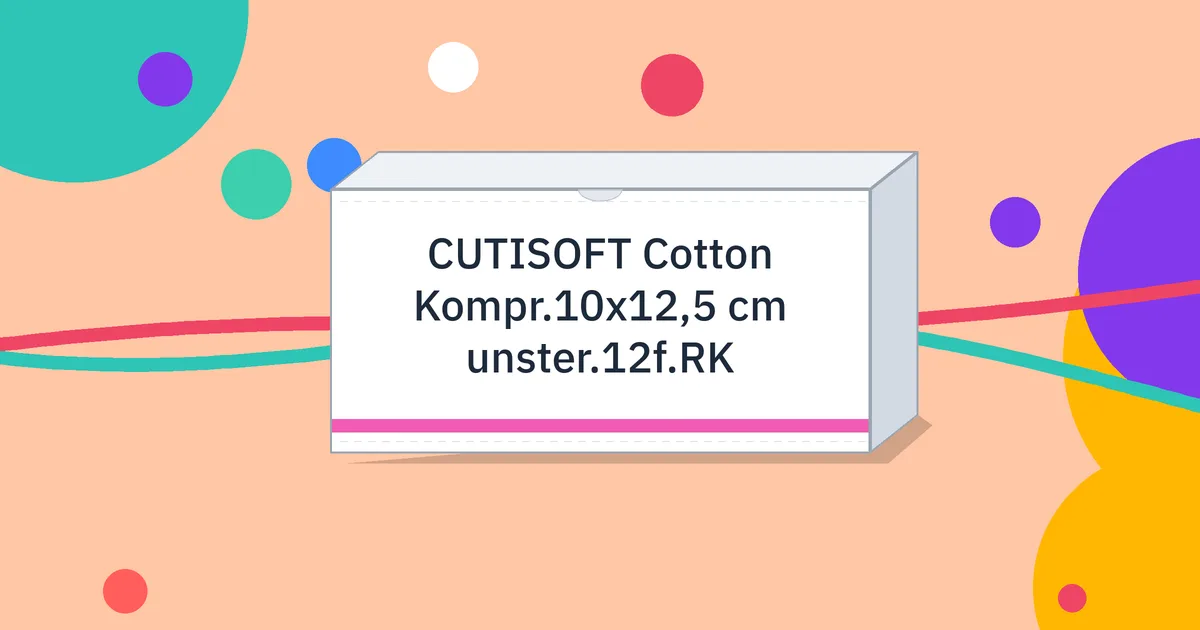 Symbolbild: Packung mit der Aufschrift CUTISOFT Cotton Kompr.10x12,5 cm unster.12f.RK (PZN 12655999) – Verfügbarkeit und Bezug in Apotheken in Frankfurt am Main