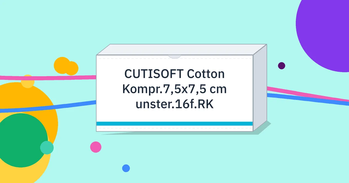 Symbolbild: Packung mit der Aufschrift CUTISOFT Cotton Kompr.7,5x7,5 cm unster.16f.RK (PZN 03897692) – Verfügbarkeit und Bezug in Apotheken in Frankfurt am Main