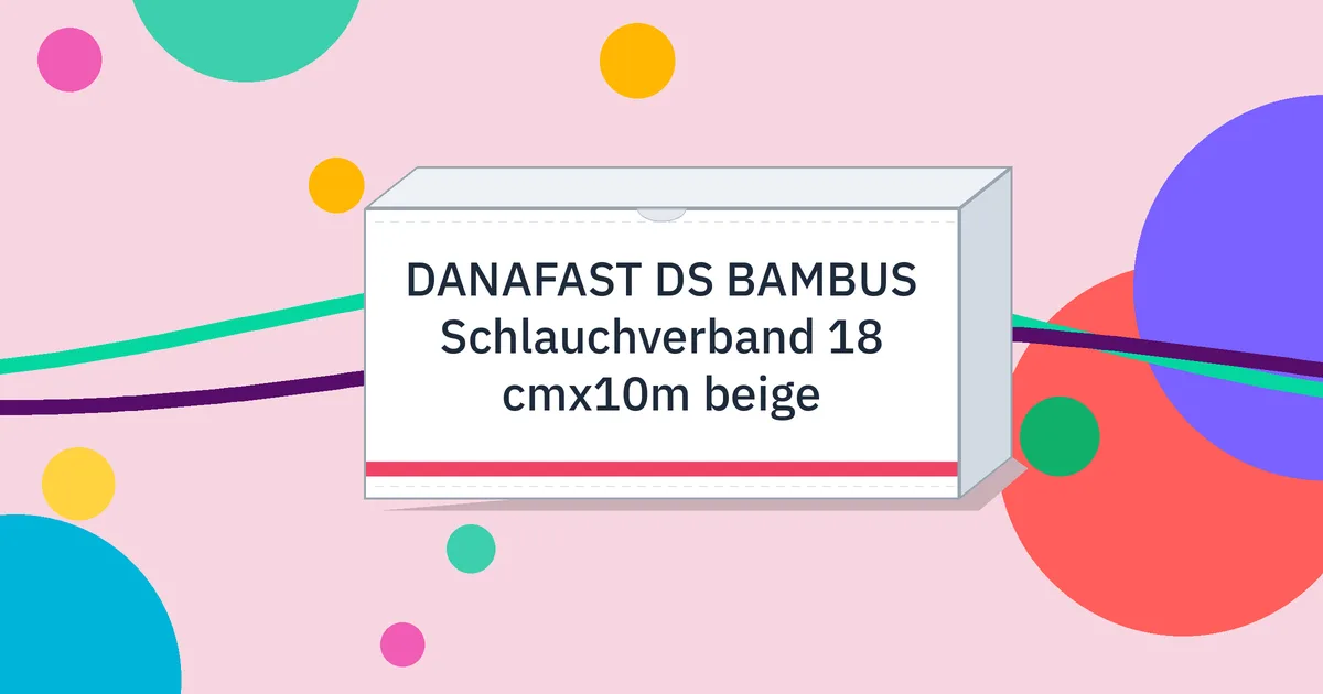 Symbolbild: Packung mit der Aufschrift DANAFAST DS BAMBUS Schlauchverband 18 cmx10m beige (PZN 18368249) – Verfügbarkeit und Bezug in Apotheken in Frankfurt am Main