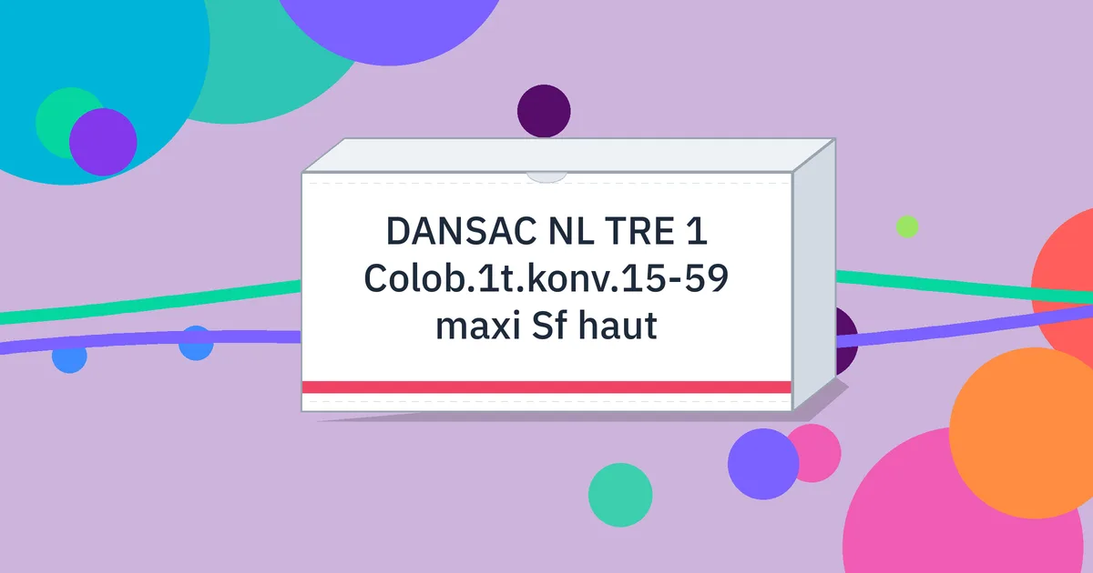 Symbolbild: Packung mit der Aufschrift DANSAC NL TRE 1 Colob.1t.konv.15-59 maxi Sf haut (PZN 16197499) – Verfügbarkeit und Bezug in Apotheken in Frankfurt am Main