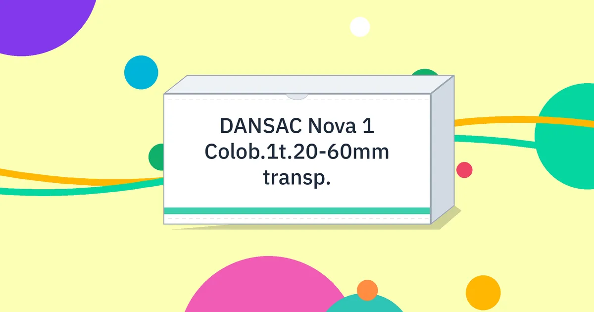 Symbolbild: Packung mit der Aufschrift DANSAC Nova 1 Colob.1t.20-60mm transp. (PZN 00599557) – Verfügbarkeit und Bezug in Apotheken in Frankfurt am Main