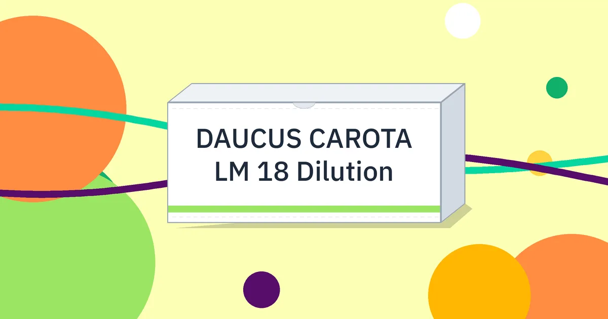 Symbolbild: Packung mit der Aufschrift DAUCUS CAROTA LM 18 Dilution (PZN 13462914) – Verfügbarkeit und Bezug in Apotheken in Frankfurt am Main