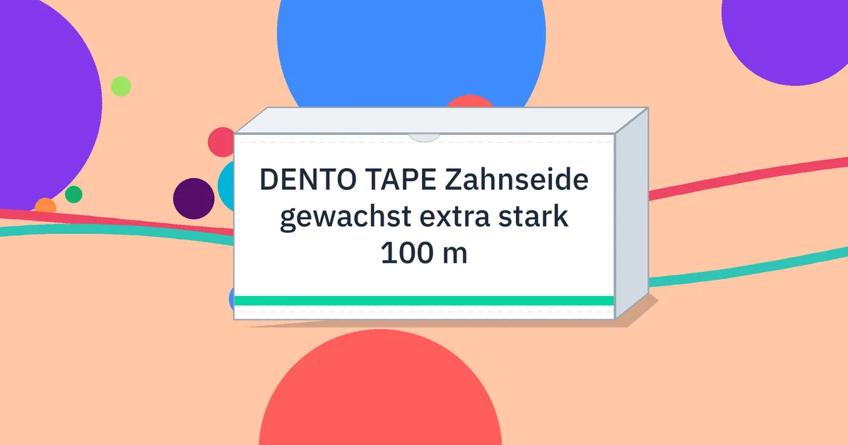 Symbolbild: Packung mit der Aufschrift DENTO TAPE Zahnseide gewachst extra stark 100 m (PZN 03984913) – Verfügbarkeit und Bezug in Apotheken in Frankfurt am Main