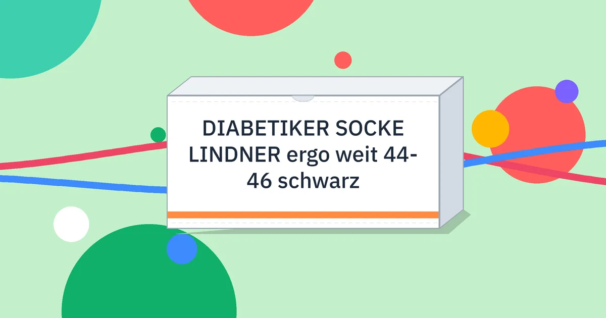 Symbolbild: Packung mit der Aufschrift DIABETIKER SOCKE LINDNER ergo weit 44-46 schwarz (PZN 11124768) – Verfügbarkeit und Bezug in Apotheken in Frankfurt am Main
